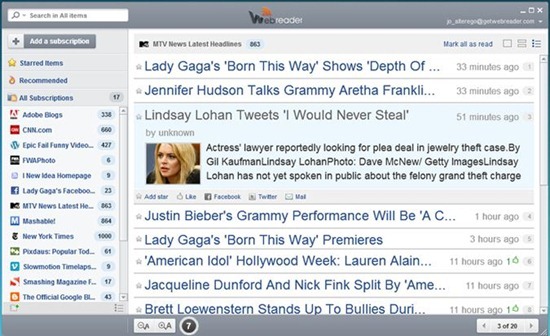 WebReader: Google Reader Desktop Software